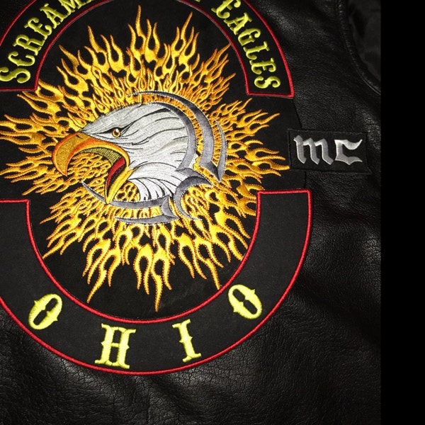 Custom Embroidered Rocker Patches - Top Bottom Rockers for Motorcycle ...