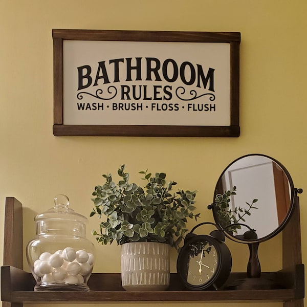 Rustic Bathroom Rules Sign / Bathroom Decor / Wood Bathroom Sign ...