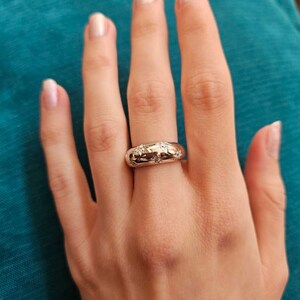 Dome Ring, Gold Dome Ring, Silver Dome Ring, Star Ring, Celestial ...