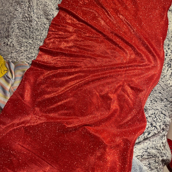 Red Lurex Glitter Fabric, Glimmer/red Shimmer Fabric, Hot Red Glitter ...