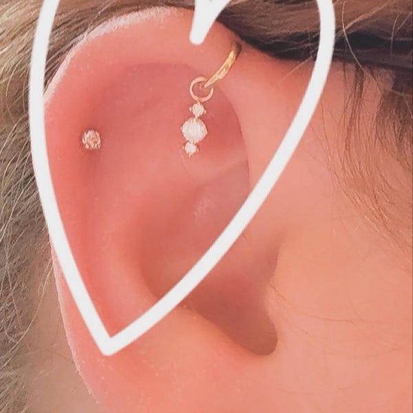 14k Solid Gold Spike Cone Rook Piercing Eyebrow Piercing Belly Button ...