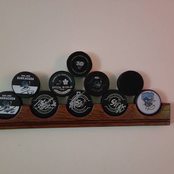 Handmade Hockey Puck Holder -wall Mount Floating Rack Display Case 5 ...