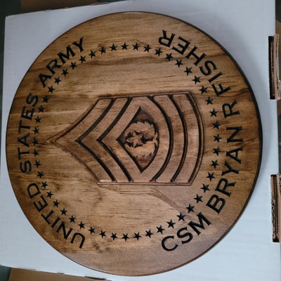 USMC Staff NCO Series Carved Wood Plaque Sergeant Major Retirement ...