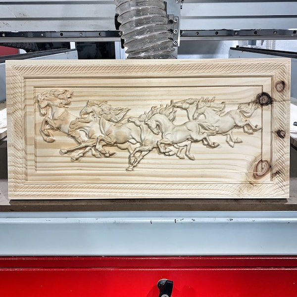 Horses Framed, 3D STL Model, CNC Router Engraver, Artcam, Aspire, CNC ...