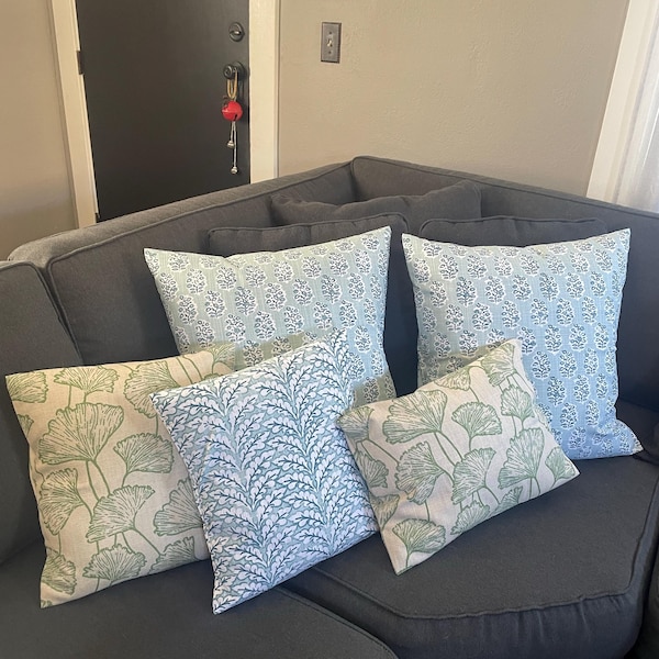 Blue Pillow Covers. Blue Throw Pillow Covers, Block Print Pillow Covers ...