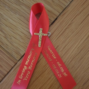 Personalised Funeral Ribbons. in Loving Memory Pre Shaped Satin Ribbon ...