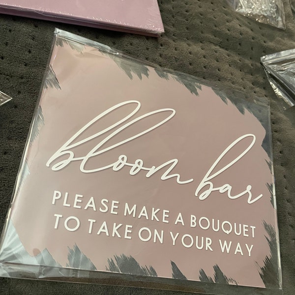 Flower Bar Sign | Bloom Bar Acrylic Sign | Bouquet Bar Tabletop Sign ...