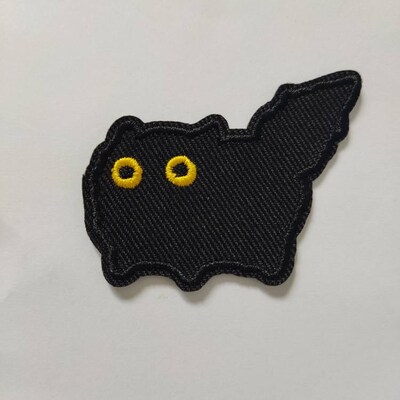 Black Cat Iron-on Patch, Embroidered Cat Applique, Feline Iron-on Patches - Etsy