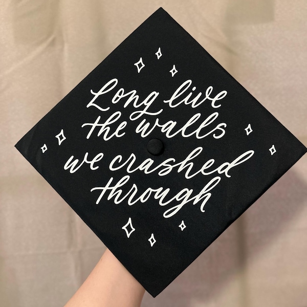 CUSTOM Grad Cap Decal / Graduation Modern Calligraphy Sticker ...