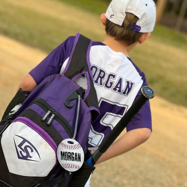 Round Tag, Personalized Sports Bag Tag, Backpack Name Tag, Custom ...