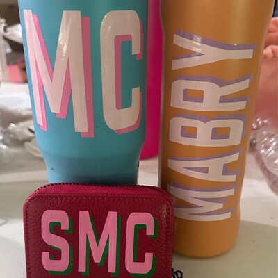 Flower Monogram Name Decal Sticker, Personalized Custom Name Vinyl ...