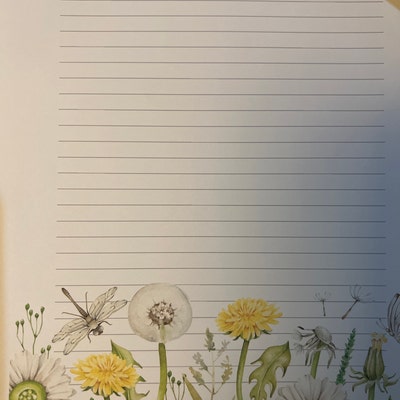 Summer Flowers Printable Stationery Floral Stationary Nature Writing ...