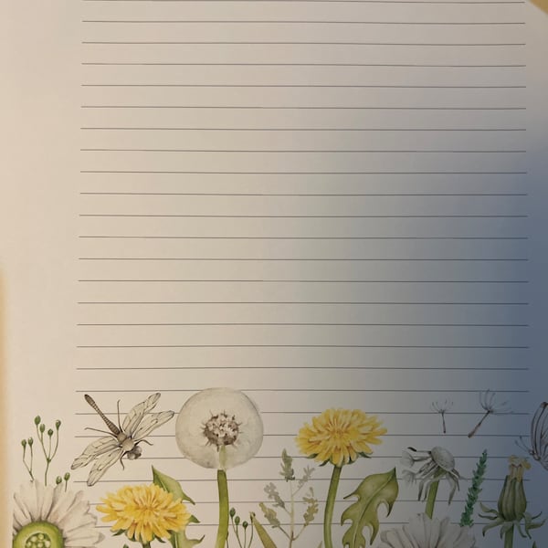 Dandelion Watercolor Printable Stationery Floral Stationary Botanical ...