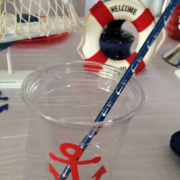 Nautical Party Cups - Nautical Wedding - Anchor Cups - Nautical Baby ...