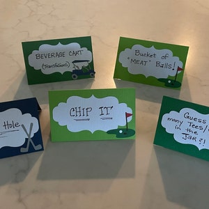 Golf Party Food Labels Masters Birthday Place Cards Hole in - Etsy