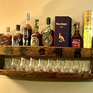 Whiskey Barrel Stave Wall Mounted Liquor Cabinet, Reclaimed Wood ...