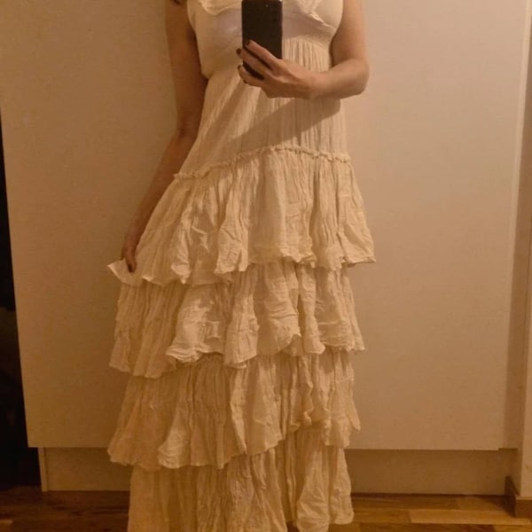 Boho Ruffle Wedding Dress,white Wedding Dress,boho Layer Maxi Dress ...