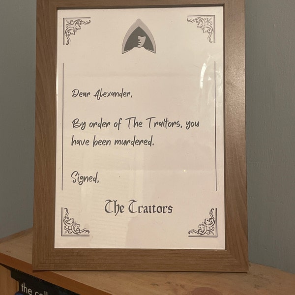 The Traitors Letter You Have Been Murdered by Order of the Traitors ...