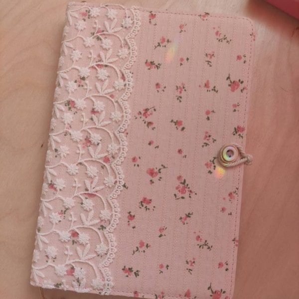 Pink Flower Lace Notebook Original Fabric Journal A5 A6 Handmade Floral ...