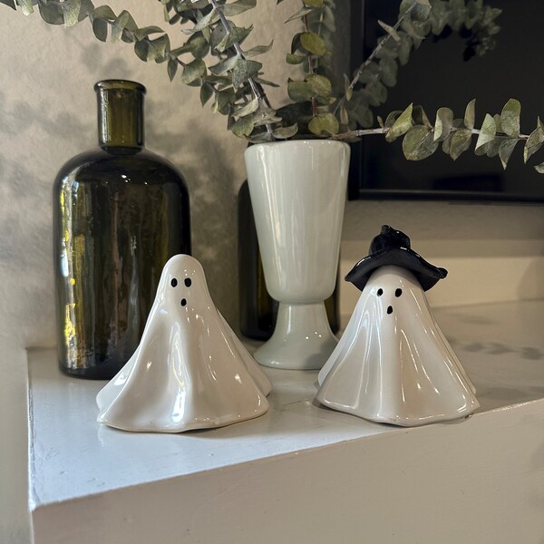 Ceramic Ghosts for Halloween Spirit, Handmade Ghosts With Pointy Tops ...