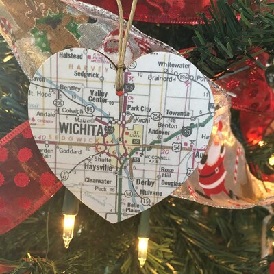 Wichita Map Heart Ornament Wichita KS Ornament Wichita Gift - Etsy