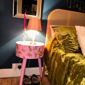 Round Wooden Side Table With Drawer. Tiger Print in 6 Colours - Etsy