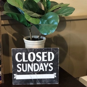 Vintage CLOSED SUNDAYS Wood Sign Farmhouse Decor Wall Art Print Antique ...
