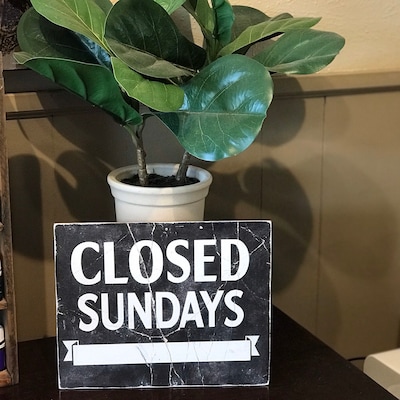 Vintage CLOSED SUNDAYS Wood Sign Farmhouse Decor Wall Art Print Antique ...