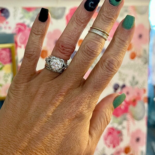 Set of 8 Tri Color Stacking Rings - Sterling Silver, 14K Rose Gold ...