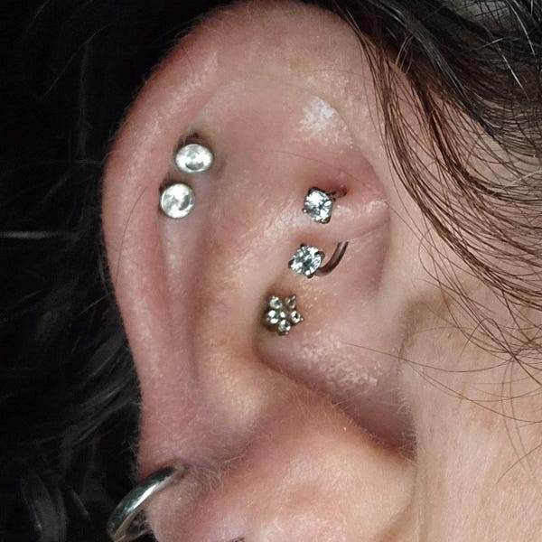18G Internally Threaded Clear CZ Horseshoe Nose Ring/half Hoop Nose ...