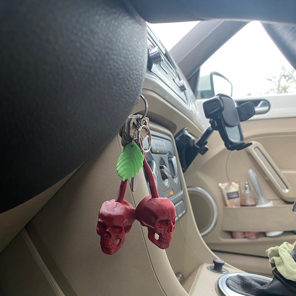 Cherry Skull Fruit Keychains| 5" Skull Accessories for Car Mirrors ...