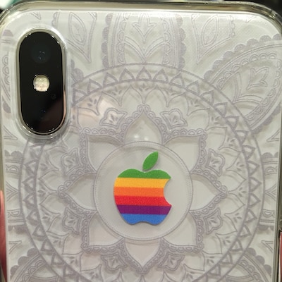 Set of 2 Retro Vintage Apple Rainbow Logo iPhone 11, iPhone Pro, iPhone ...