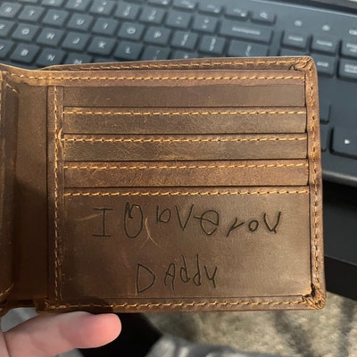 Handwriting Men's Wallet, Engraved Memorial Signature Wallet, Groomsmen ...