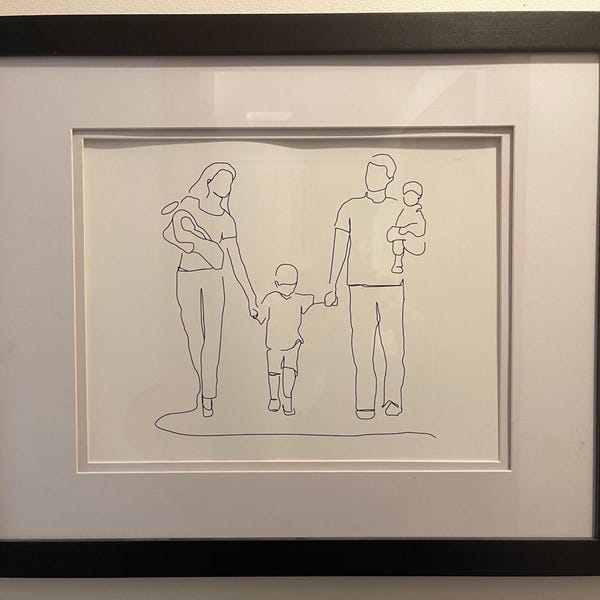 Family Line Art, Family Portrait, Family Gift, Line Art, Line Drawing ...