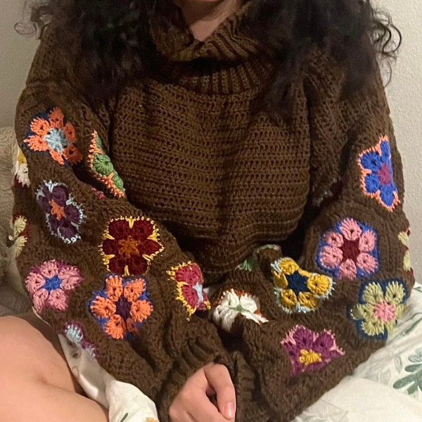 Crochet Pattern, Crochet African Flower Sweater PDF Pattern, Chunky ...