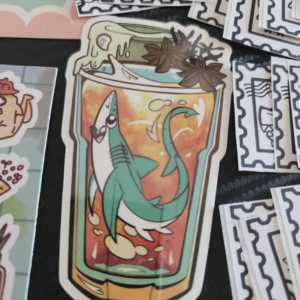 Bubble Tea Shark Wooden Keychains - Etsy