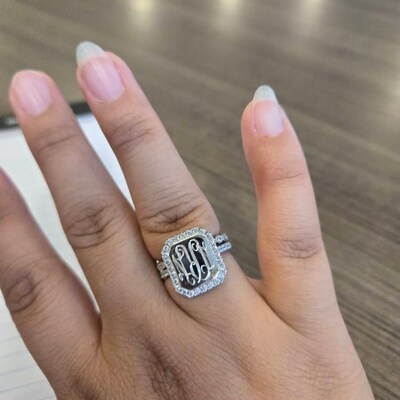 Sterling Silver Monogram Stackable Ring, Sterling Silver Stackable Rings, Sterling Silver Sara ...