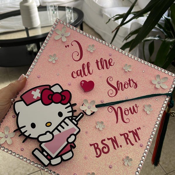 Hello Graduation Cap , Kitty Graduation Cap, Class of 2024, Cap ...