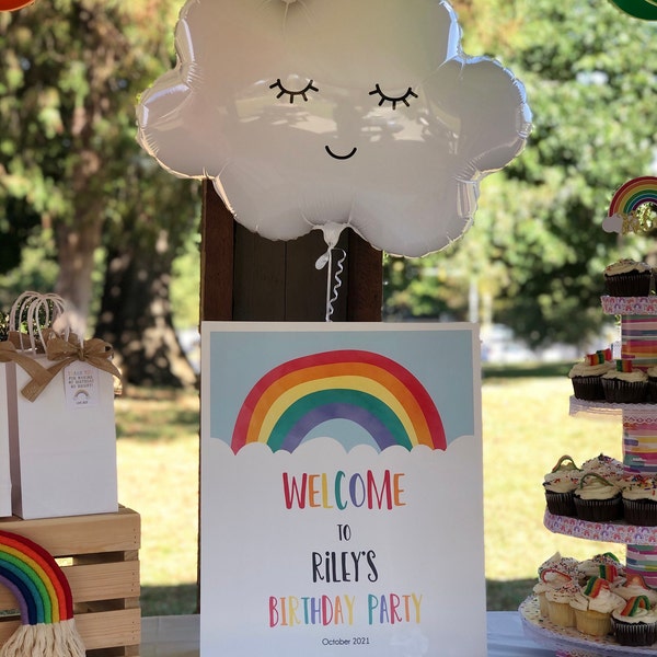 Editable Rainbow Welcome Sign Rainbow Birthday Party Sign Colorful ...