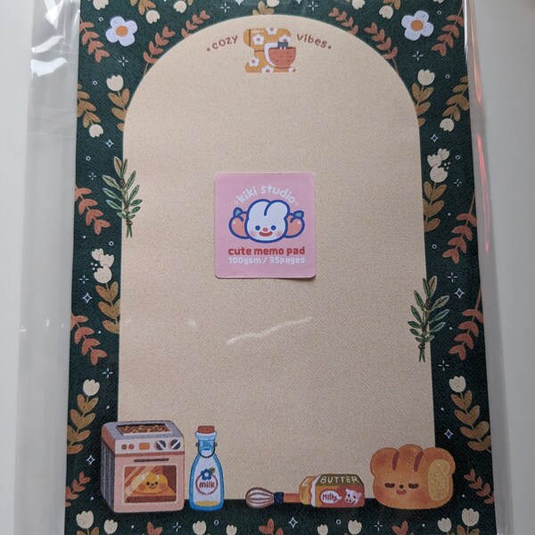 A5,A6 Cozy Bakery Memopad With a Cardboard Backing / Cute, Kawaii ...