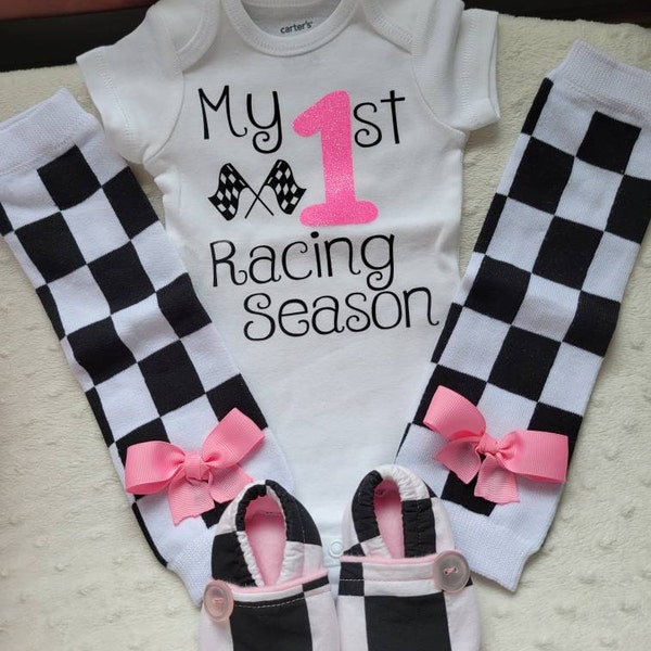 Baby Girl Race Day Outfit - My 1st Racing Season Outfit- Checkered ...