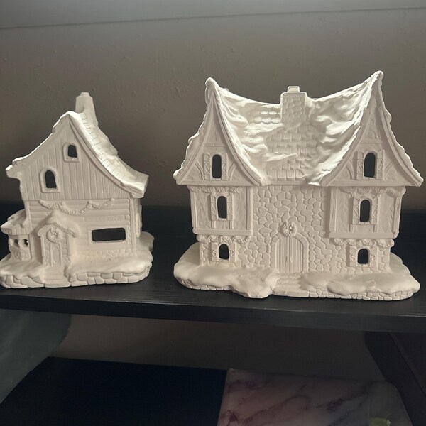 Santas Castle Village House 9" X 9" X 5" Ceramic Bisque, Ready to Paint ...