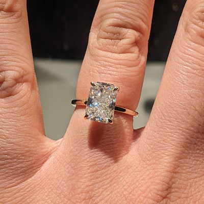 4CT Emerald Cut Moissanite Engagement Ring Emerald Moissanite - Etsy