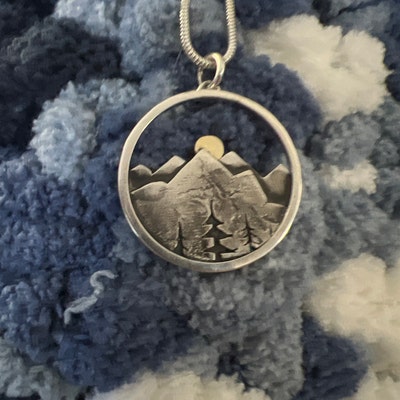 The Mountain Necklace. Sunset. Outdoor Jewelry. Silver and 14k Yellow ...