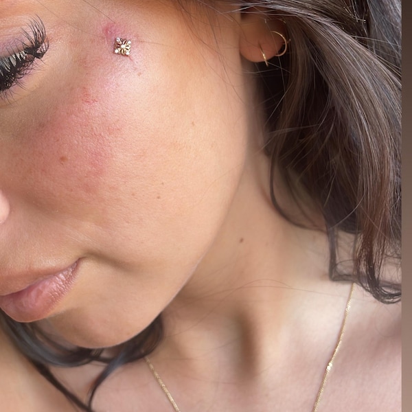 14K 16G Solid Gold Dermal Piercing/internally Threaded Dermal Anchor ...