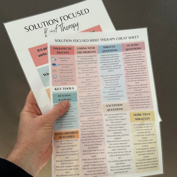 Solution Focused Cheat Sheet, Solution Seeking, Therapist Questions ...