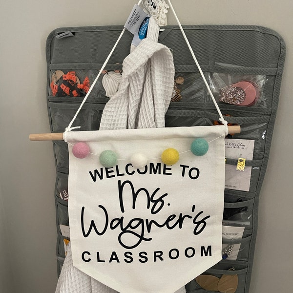 Personalized Teacher Door Hanger | Boho Teacher | Classroom Banner ...