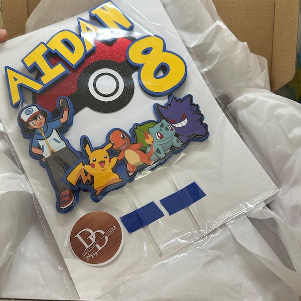 Custom Pokemon Birthday Cake Topper - Layered & 3D Cake Topper ...