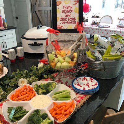 Red Checked Gingham Printable Party Food Tents Folding Editable Buffet ...