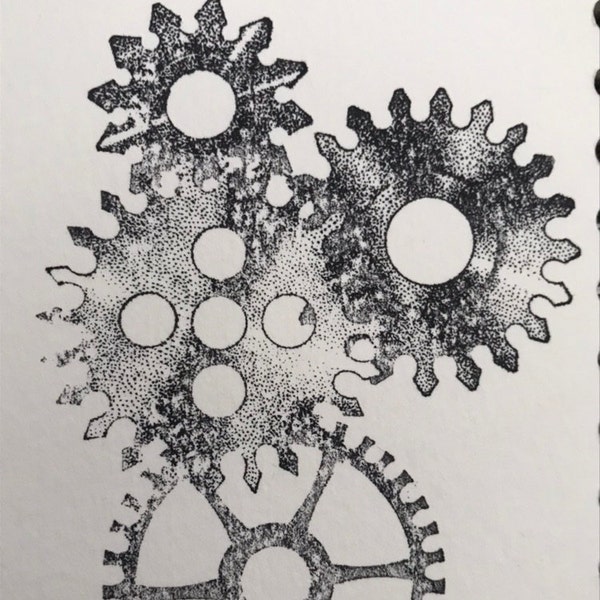 Nesting Gears RUBBER STAMP, Gear Stamp, Machine Stamp, Mechanical Stamp ...